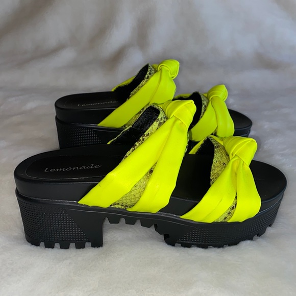 Lemonade | Shoes | New Lemonade Neon Yellow Faux Snakeskin Slip On Lug ...